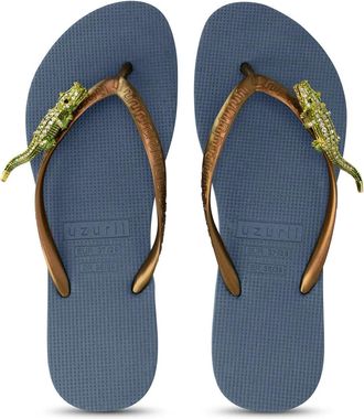 UZURII Slipper & Pantoletten - Zehentrenner Green Crocodile Switch - Gr. 35,5 (EU) - in Blau - f&uuml;r Damen