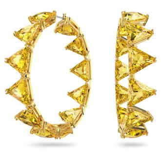 Swarovski Millenia Kreolen, Gelbe, Vergoldete Ohrringe mit Strahlendem Swarovski Kristall