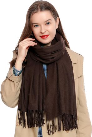 DonDon Schal Damen Winter Wollschal Winterschal warm weich 185 x 65 cm dunkelbraun