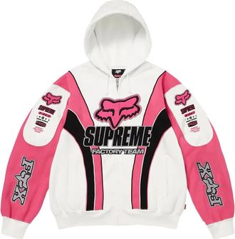 SUPREME x Fox Racing hoodie à fermeture zippée - Blanc