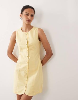 Nobody's Child Polly - Robe courte boutonn&eacute;e sans manches en coton - Jaune