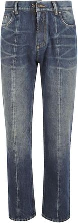 Versace Homme, Jeans, Bleu, Taille: W31 Jean Droit D&eacute;lav&eacute; &agrave; Effet Vieilli