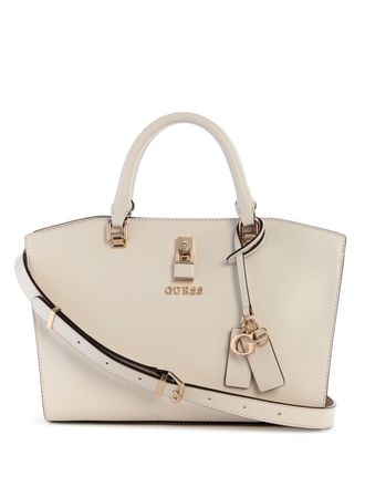 Guess Queensland Luxury Satchel Cream White/Taupe