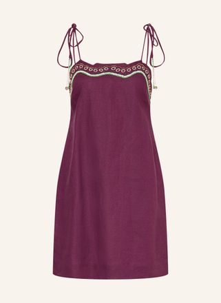 ottod'Ame Ottodame Leinenkleid Mit Schmuckperlen lila