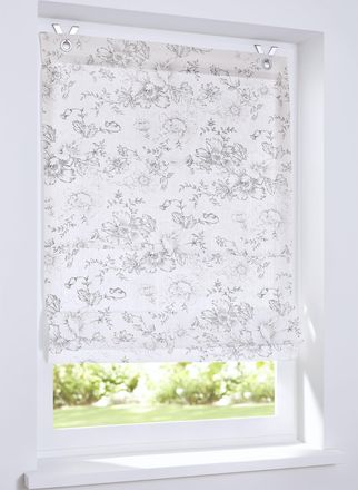 Kutti Heimtextilien Ösenrollo Joy mit floralem Muster, Blickdicht, mit Haken ohne Bohren, in der Größe 100 x 130 cm