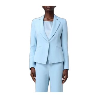 Emporio Armani Blazer monopetto in misto viscosa - Femme - Vestes - Bleu - Taille: 42 FR