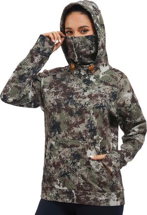 Bassdash Damen Fleece Hoodie Warmer Pullover Kapuzenpullover mit Schlauchschal Wasserdicht Wandern Jagd Angeln Sweatshirt