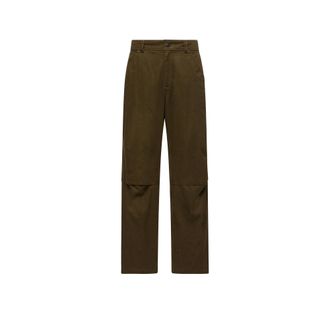 Moncler Moncler Pantalon Droit En Coton, Homme, Vert, Taille: Xl