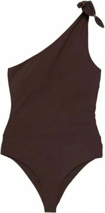Brunello Cucinelli Femme, Maillots de bain, Brun, Taille: 44 FR Knot Monili One-Shoulder Swimsuit