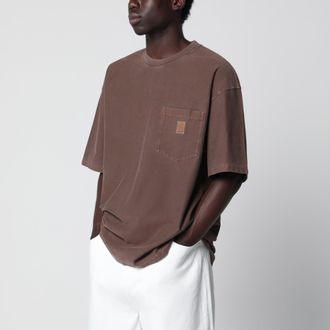Carhartt Work in Progress T-Shirt Loose Pocket aus tabakfarbenem Baumwolljersey