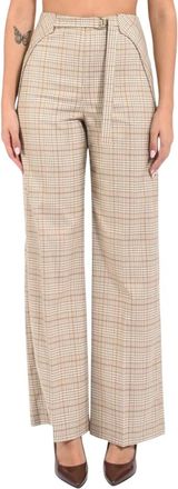 Patrizia Pepe Femme, Pantalons, Beige, Taille: 42 FR Fluid Checked Pants