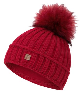 Faera Winterm&uuml;tze Damen M&uuml;tze gef&uuml;ttert mit Kunstfell Bommelm&uuml;tze M&auml;dchen Fleecefutter Winter Strickm&uuml;tze Beanie Herren 34, Farbe:Rot