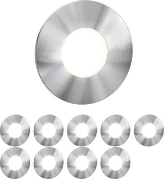 LEDs Com 10 Stück LED Treppenlicht/Wandeinbauleuchte FEX für innen und außen, rund, edelstahl, 85mm Ø, kaltweiß