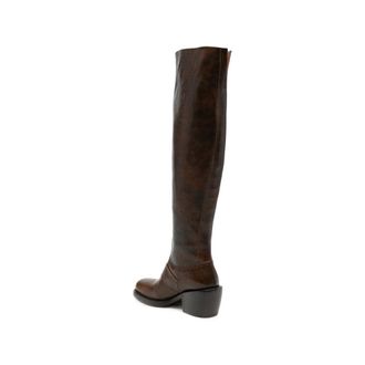 Dries Van Noten Pebbled Leather Boots - Brown