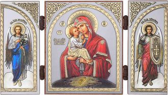 NKlaus Gottesmutter von Pochaev - Holz Ikone Triptychon Christlich -Reise Altar 16887