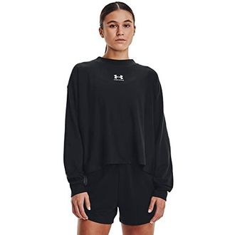 Under Armour Rival Terry Oversize CEW pour Femme, (001) Noir/Blanc, Large