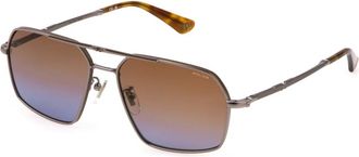 Police Homme, Accessoires, Gris, Taille: 58 MM Lunettes de soleil élégantes en bleu