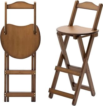 Generic Tragbarer Klapphocker mit R&uuml;ckenlehne, Barhocker aus Holz f&uuml;r K&uuml;che und Tresenh&ouml;he, Klappstuhl mit Fu&szlig;st&uuml;tze