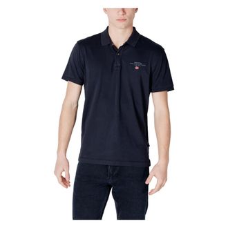 Napapijri Homme, Tops, Bleu, Taille: S Polo Bleu en Coton avec Fermeture &agrave; Boutons