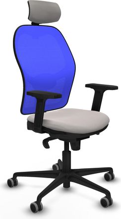 Piqueras y Crespo Chorquera B&uuml;rostuhl mit 2D-Armen, h&ouml;henverstellbare Lendenwirbelst&uuml;tze und h&ouml;henverstellbares Kopfteil, Blau/Wei&szlig;