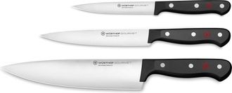 Wüsthof Gourmet Messersatz mit 3 Messern, 3-teiliges Set, Schwarz,silber