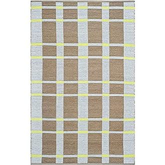 Safavieh Geometrisch Teppich für Wohnzimmer, Esszimmer, Schlafzimmer - Recycled Plastic Collection, Kurzer Flor, Rasengrün, 183 X 274 cm