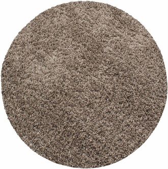 LIFE Tapis Rond Shaggy Uni Poils Longs Tapis Salon Chambre (Caf&eacute; - 200x200cm)