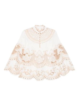 Zimmermann Wanderlust Bluse mit Stickerei - Nude