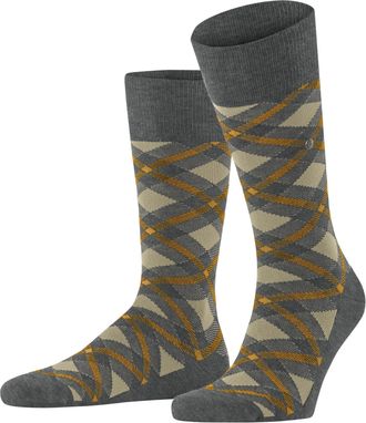 Burlington Herren Socken Tartan M So Baumwolle gemustert 1 Paar, Grau Light Grey Melange 3390, 40-46