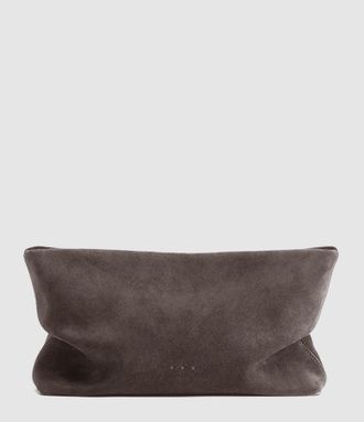 Aesther Ekme Sac Nina Clutch Suede Dark Taupe