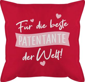 Shirtracer Kissen 50x50 - Taufpatin Geschenk - Für die Beste Patentante der Welt! - weiß - 50 x 50 cm - Rot - Geschenke Patin Paten männerkissen taufpaten godi p