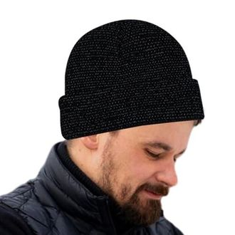 Generic Bonnet réfléchissant pour lhiver - Bonnet réfléchissant pour haute visibilité avec poignets chauds pour la marche, les sports de plein air