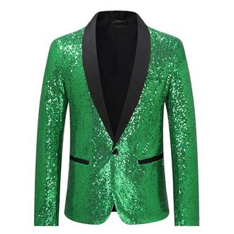 Generic Blazer de bal &agrave; paillettes brillantes pour homme style disco ann&eacute;es 70 pour homme, discoth&egrave;que, soir&eacute;e brillante, style discoth&egrave;que, &agrave; un bouton, mant