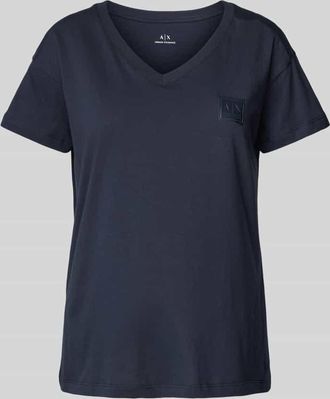 A|X Armani Exchange T-Shirt mit geripptem V-Ausschnitt