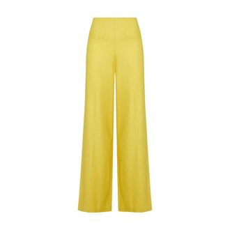 Simona Corsellini Weite Hose aus luxuri&ouml;sem Gewebe - - Trousers - Damen - Gelb - S
