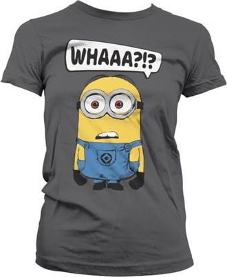 MINIONS Officiellement sous Licence Whaaa?!? Femme T-Shirt (Dark Gris), S