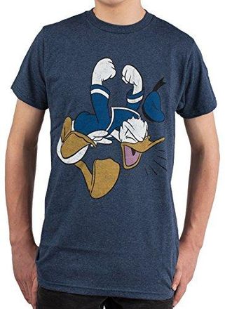 Disney Mens Full Size Donald Duck Tantrum T-Shirt, Navy Heather, Medium