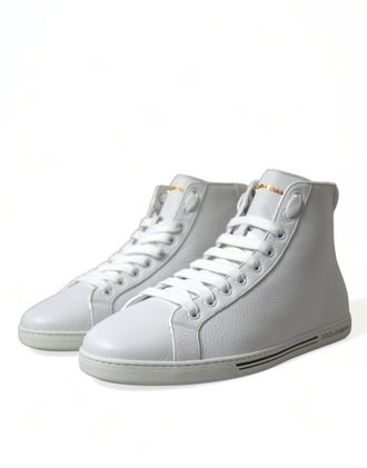 Dolce & Gabbana White Saint Tropez High Top Men Sneakers Shoes Leather