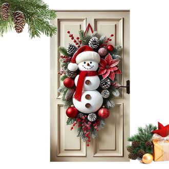 Generic Weihnachtlicher T&uuml;rschmuck - Roter Glitzer T&uuml;ranh&auml;nger, K&uuml;nstliche H&auml;ngedeko, Lustige Wandverzierung, Festlicher Eingangsbereich | Winter T&uuml;rdekoratio