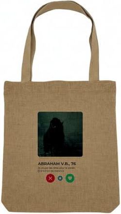 Fabulous Sac Shopping Tote Bag Aspect Lin - Cavalier sans T&ecirc;te R&eacute;seau Social Rencontre Amour - Sac de Courses Toile Epaisse 360g Beige Naturel Cabas Port&eacute; Epau