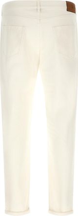 Brunello Cucinelli Logo-Embroidered Cotton Jeans - Beige