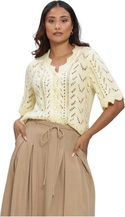 Y.A.S Vienna SS Strick Cardigan S - - Knitwear - Damen - Gelb - XS