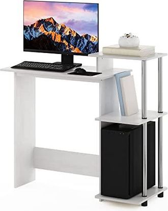 Furinno Efficient Home Laptop Notebook Computertisch, Weiße Eiche, Edelstahlrohre