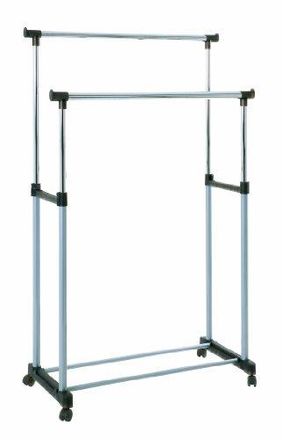 Haku Möbel Rollgarderobe alu, Chrom, grau, Kunststoff, Metall - Maße: B 95 cm x H 95-170 cm x T 43 cm, Style: Modern