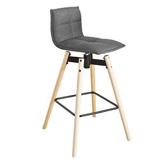 SoBuy FST45-DG Tabouret de Bar Cuisine Rotatif à 360° avec Dossier et Repose-Pieds Fauteuil bistrot Haute qualité