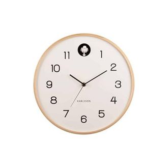 Karlsson [SA2023/12] Horloge Murale en Bois de Bouleau Naturel Cuckoo Blanc