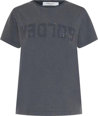 Golden Goose Femme, Tops, Gris, Taille: 40 FR T-Shirt &agrave; D&eacute;tails Logo Perfor&eacute;