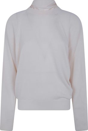 Semicouture Scarf-Detail Round-Neck Sweater Kathi