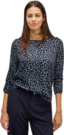 Street One Damen A320607 Langarmshirt Bedruckt, deep Blue, 36