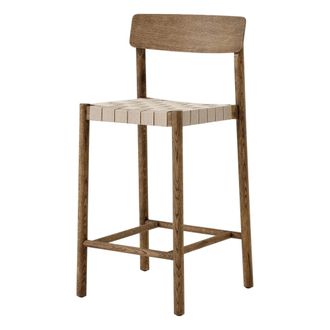& Tradition Tabouret de bar sangles naturelles 65 cm Betty TK12 en ch&ecirc;ne huil&eacute; fum&eacute; & Tradition